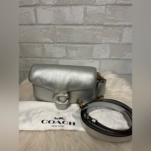 Coach | Bags | Coach Tabby Pillow Silver Metallic Crossbody Bag C7876 ...